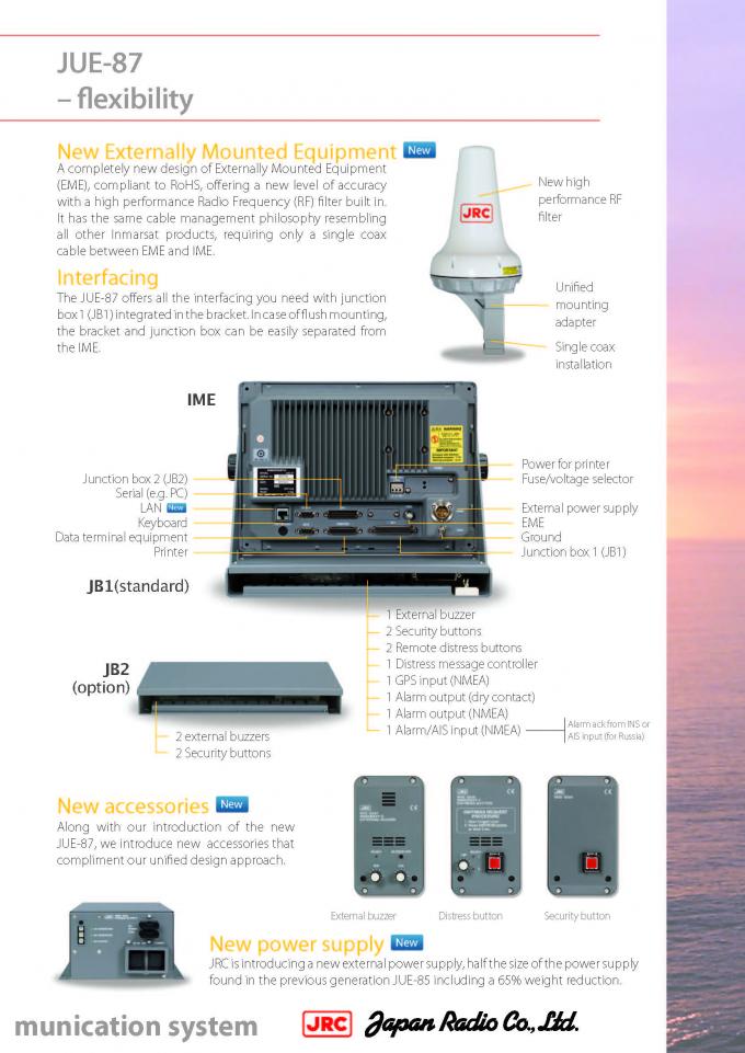 JRC Inmarsat C JUE-87 10.4 Inch Mobile Satellite Communication System GMDSS